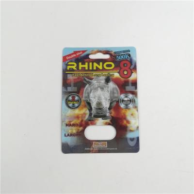 China Stock Rhino 99 500K Blister Card Packaging  For Male Enhancement Pills 24ct Display Box for sale