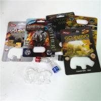 China Rhino 99 500K Enhancement Pills Packaging Cards Silk Printing for sale