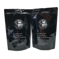 China Tear Notch Standing Pouch Full Printing Zipper Laminated Glossy Black for sale