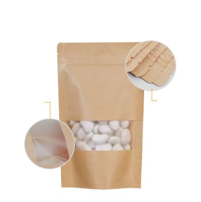 China Brown Kraft Paper  Biodegradable Stand Up Pouch With Window for sale