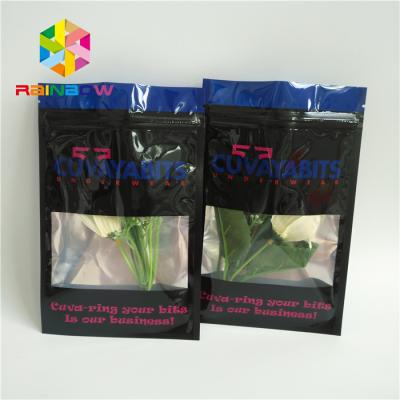 China Clear Front One Sided Foil Three Side Seal Black Mylar Bags With Window for sale