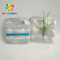 China Rotogravure Printing Zipper Hologram Three Side Seal Bag With Hanger for sale