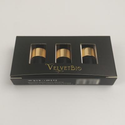 China Custom Logo Gold Foil UV Printed Rectangular Tube Cardboard Cosmetic Paper Packaging Box For Essence Serum Skin Care for sale