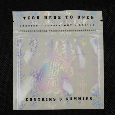 China Custom Logo Design Zip Lock Resealable Smell Proof Aluminum Foil Mylar Plastic Three Side Sealed Packaging Hologram Bag for sale