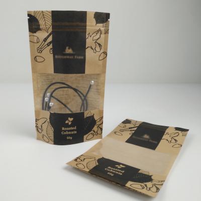 China With Clear Window Front Bags With Zip lock Tear Notch Mylar Top High Quality Food Grade Stand Up Kraft Paper Pouches Bag for sale