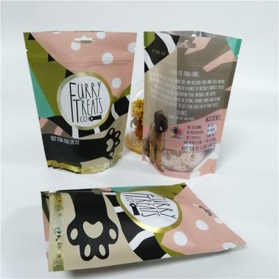 China Custom Printed dog treat Stand Up Foil Laminated Mylar Zip lock Bags With Window/Doypack Pouch For Food for sale