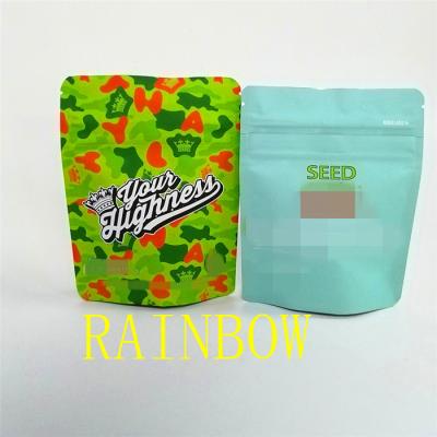 China Custom digital printed 1/8 oz 1oz Soft touch material candy/cookie/seeds packaging aluminum foil mylar bags pouch for sale