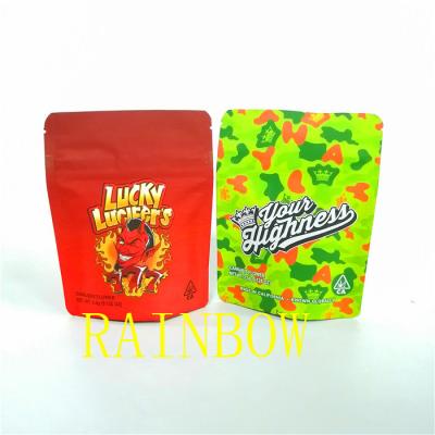China 3.5g 7g Custom soft touch plastic mylar foil stand up zipper pouch weed seeds candies packaging bag with logos for sale