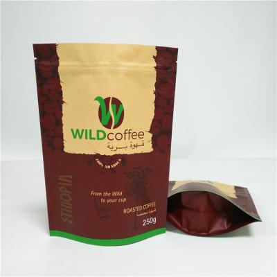 China Matte Finish Gravure Printing Aluminum Foil Plastic Pouches Packaging 250g Coffee Ziplock Bag With Valve for sale