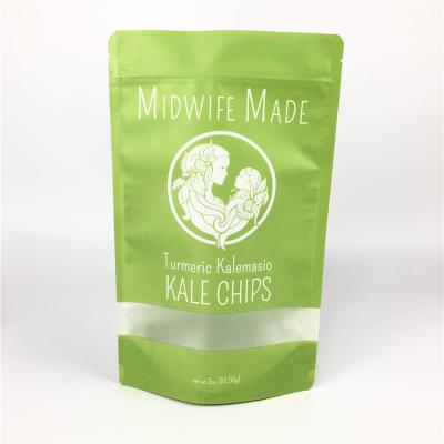 China Custom Printed Food Grade Stand Up Zip Lock Seal Plastic Foil Biscuits Chips Paper Packaging Bags With Clear Window for sale