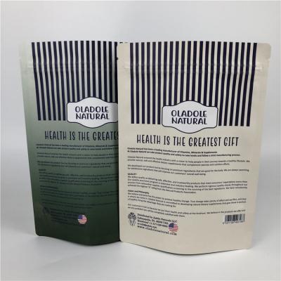 China Custom Printing Chips Zip Lock Stand Up Pouch White Kraft Paper Bags for sale