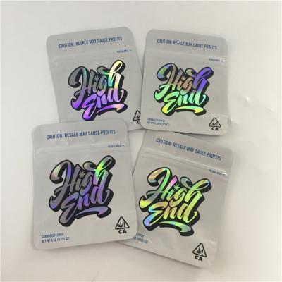 China Printed 3.5g Smell Proof Plastic Pouches Irregular Shape Edible Mylar Bag for sale