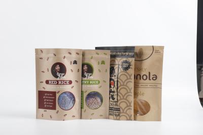 China Custom Biodegradable PLA Kraft Paper Zipper Pouch Stand Up Tea Food Packaging for sale