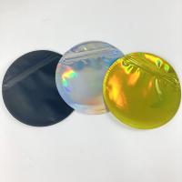 China 3.5g Plastic Die Cut Edible Candy Foil Bags Packaging Holographic Round Shape Sachet for sale