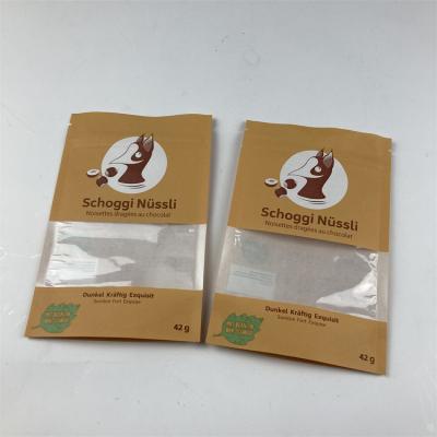 China Recycled Customized Resealable Stand Up Pouches Pet Food Brown Kraft Paper Bags for sale