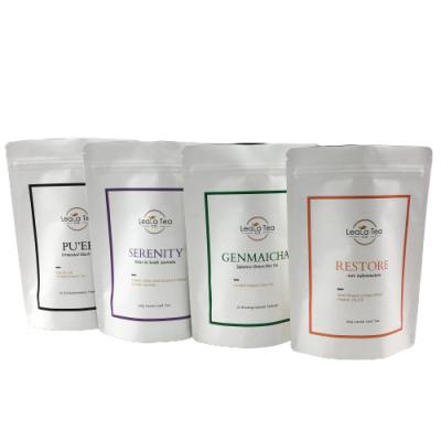 China Custom Logo White Coffee Beans Tea Mylar Aluminum Foil Bags Smell Proof for sale