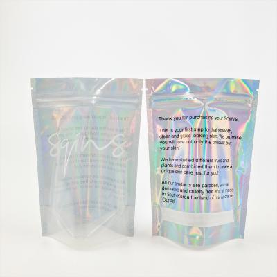 China Aluminum Glossy Holographic Cookies Packaging Bags 3.5g 7g Stand Up Pouches for sale