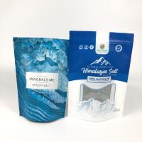 China Printed Reusable Packaged Pouches For Bath Soak Stand Up Aluminum Zipper Matte Blue Mylar for sale
