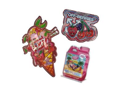 China Plastic Childproof 3.5g Hologram Mylar Ziplock Bags Die Cut Irregular Special Shaped for sale