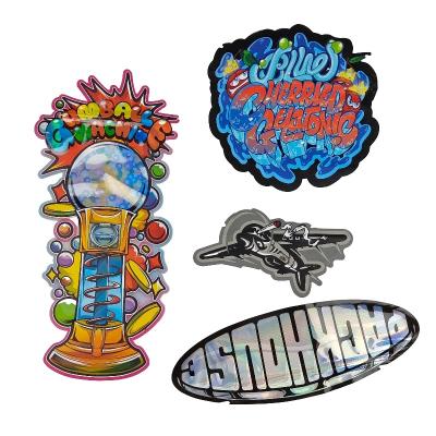 China Custom 3.5g - 28g Shiny Hologram Die Cut Mylar Bags Special Shape For Food Power Cookie for sale