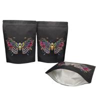 China Custom Resealable Mylar Bags Stand Up Kraft Paper Packaging Bag for Flower Biodegradable Zipper Pouch with Spot UV for sale