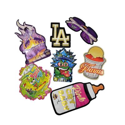 China 3.5g Customized Packaging And Logo Printing Special Unique Shaped Inside Printed Holographic Die Cut Mylar Bag for sale