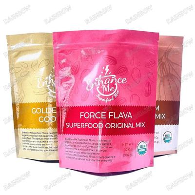 China 1.Custom Printed Mylar Bags With Tear Notches For Nutrients Packaging Aluminum Foil Three Side Sealed Top Filling Plasti for sale