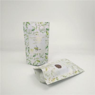 China Kraft Paper Bag Tea Bags Packaging For Resealable Stand Up Pouches for sale