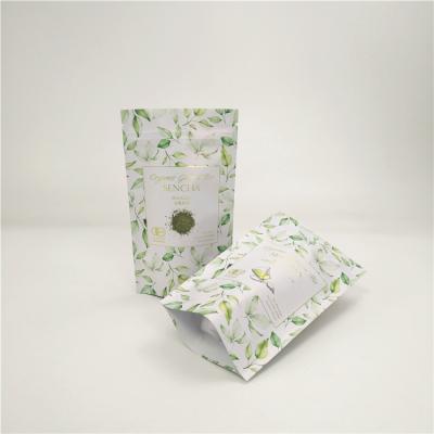 China co friendly 3 side heat sealed kraft paper bag recycle black logo printed small 5 grams paper sachets for sale