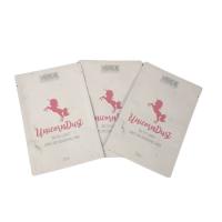 China Three Side Seal Pouches Flat Bags Spot UV Logo Mylar Bags For Face Mask for sale