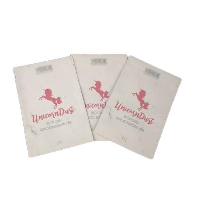 China Three Side Seal Pouches Flat Bags Spot UV Logo Mylar Bags For Face Mask for sale