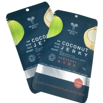 China Flat Mylar Pouches Coconut Jerky Packaging Bags With Clear Window for sale