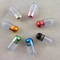 China Colorful Plastic Pill Bottles Metal Cap Capsule Container Engraving Craft ABS Material for sale