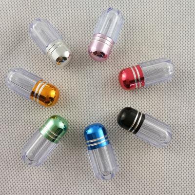 China Colorful Plastic Pill Bottles Metal Cap Capsule Container Engraving Craft ABS Material for sale