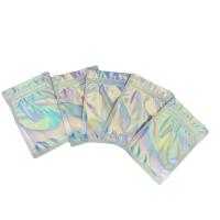 China Customized Logo Zip Lock  Bags Flat Holographic Film Mini Mylar Three Side Seal for sale