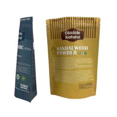 China Kraft Brown Paper Snack Bag Packaging Stand Up Pouch Flat Bottom With Zipper for sale