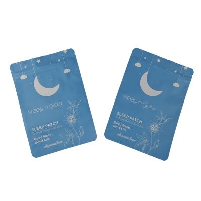 China Custom Logo Plastic Three Side Sealed Small Sachet for Sleep Patch Aluminum Foil Soft Touch Mylar Bag for sale