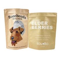 China OEM Custom Logo  Biodegradable Kraft Paper Bags for Cookie Cake Nuts Edibles Powder Pet Food Smell Proof Bag With Window for sale