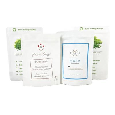China Custom Logo Eco Friendly White Kraft Paper Mango Powder Nuts Pet Food Biodegradable Zipper Smell Proof Paper Packaging P for sale