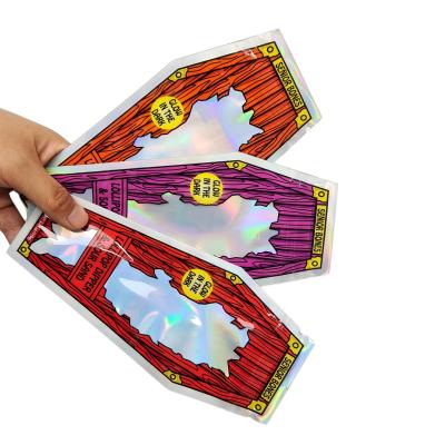 China Tobacco Leaf  Candy Biscuit Gummy Dry Flower Herb Grabba Leaf Die Cut 3.5g Mylar Bags for sale