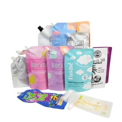 China Liquid Plastic Stand Up Pouch With Spout Squeeze Packaging Bag For Cosmetic Beverage Lotion Nozzle Bag for sale