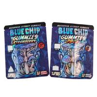 China Die Cut Cali 3.5g 7g 14g 28g Mylar Bagsfor Gummies Chewing Gum Holographic Smell Proof Ziplock Bags for sale