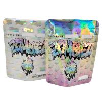 China Holographic Mylar Bag Resealable Smell Proof Stand Up Pouch 3.5g/7g/1oz/1lb Gummies Snack Plastic Bag With Zipper for sale