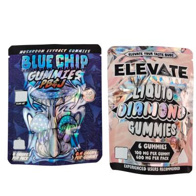 China 3.5g Mylar Bags Mushroom Extract Gummies Packaging Doypack Wtih Zipper Smell Proof Stand up Pouch for sale