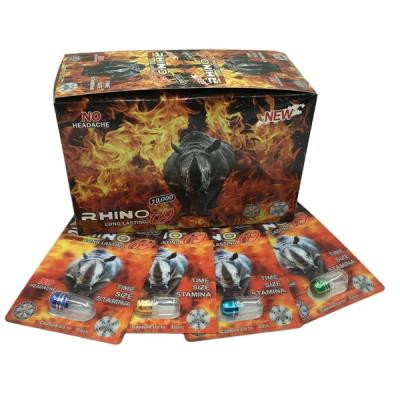 China Wholesales Custom Rhino 100k 150k 200k Capsule Enhancement Pills Medicine 3d Packaging Card with Paper Display Box for sale