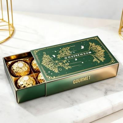 China Custom Chocolate Box Packaging with Embossed Patterns Food-grade Safe Drawer Box Packaging for sale