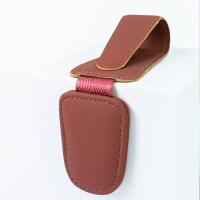 China Portable Sunglasses Holder 85×50×35mm PU Leather Magnetic Clip for Car Interior Eyeglass Storage for sale