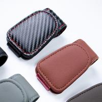 China Magnetic Car Sunglasses Clip 85×50×35mm PU Leather Eyeglasses Holder with Sunshade for Automotive Interior for sale