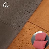 China 0.8mm Thick Punched Suede Microfiber PU Leather Material 137cm Wide for Shoes Furniture Cars for sale