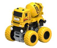 China Plastic Pull Back Friction Powered Construction Engineering Vehicle Dump Crane Mixer Truck Kids Toy Car 12 Piece Display for sale
